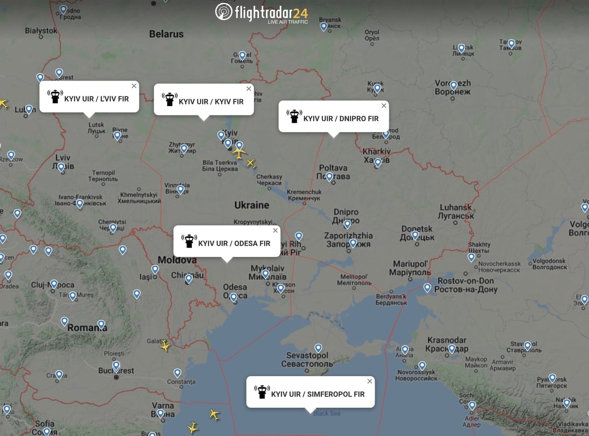 Flights By Civil Aircraft Are Now Restricted Inside Ukraine Airspace ...